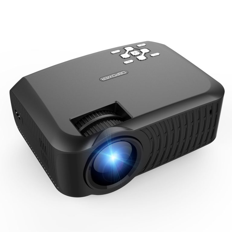 Video Projector, MEER 1600 Lumens 130’’ Wide Screen LED Portable ...