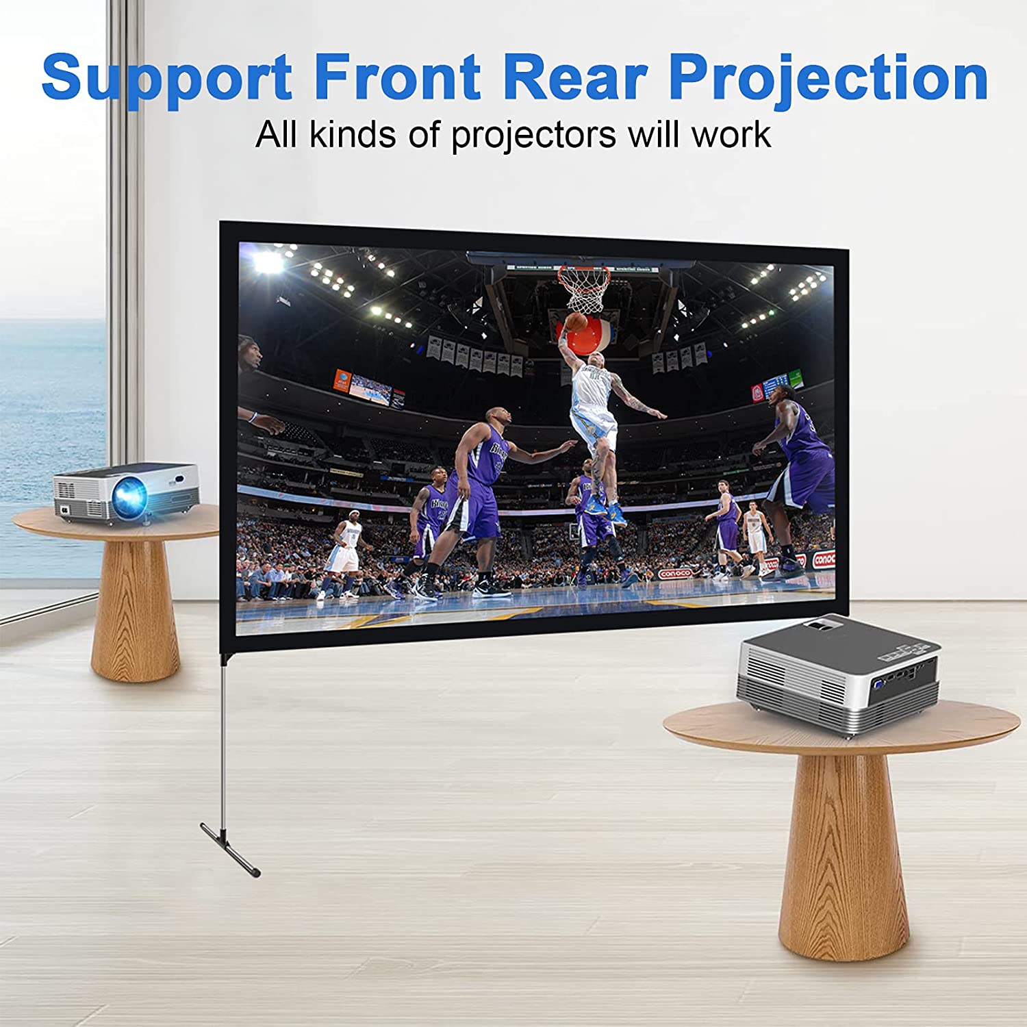 LiteBee Projector Screen Foldable with Stand 100 Inch Movie Screens HD 4K