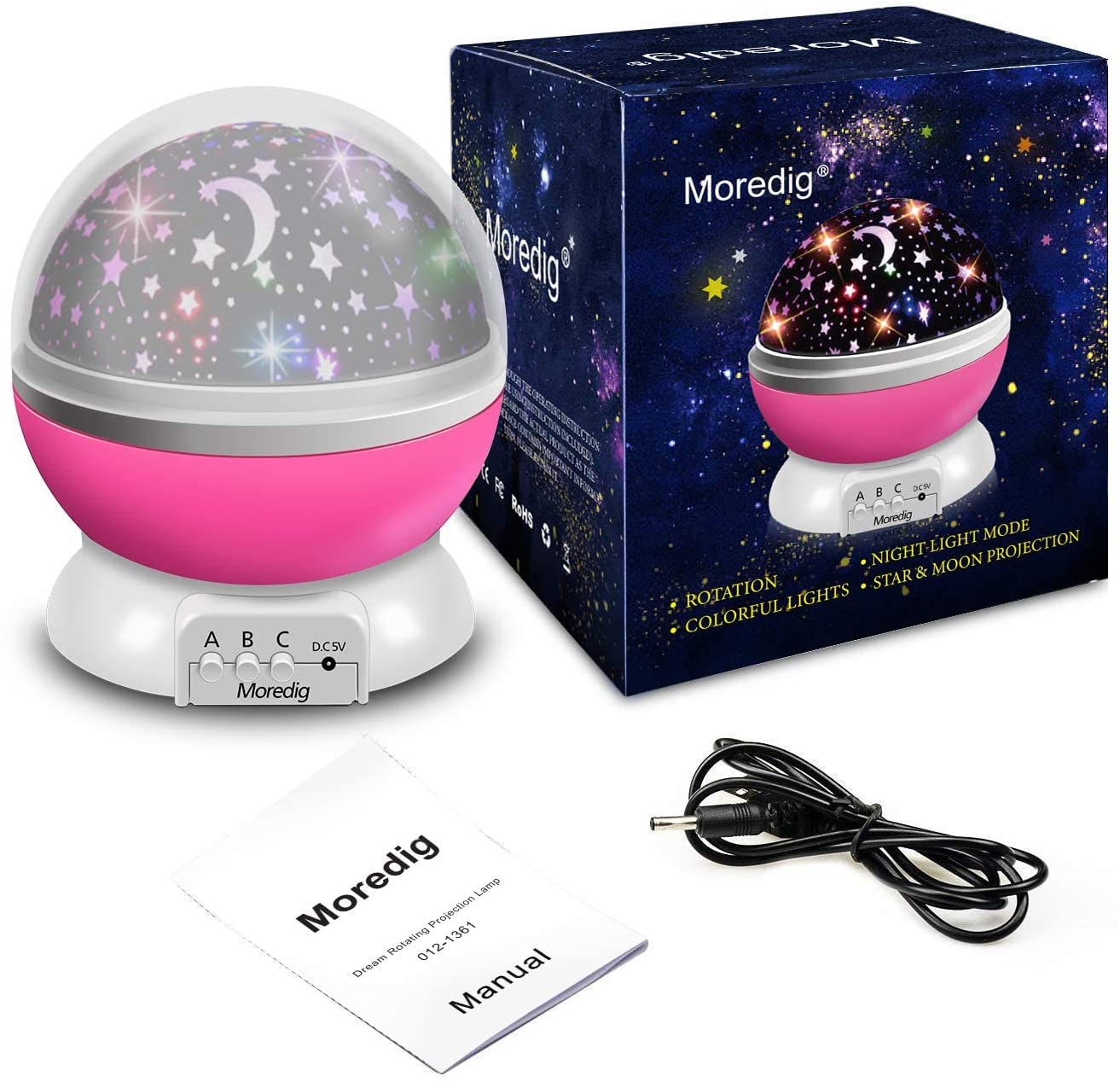 Pinci Portable Starry Sky Projector, Warm Night Light Stars Moon Projector