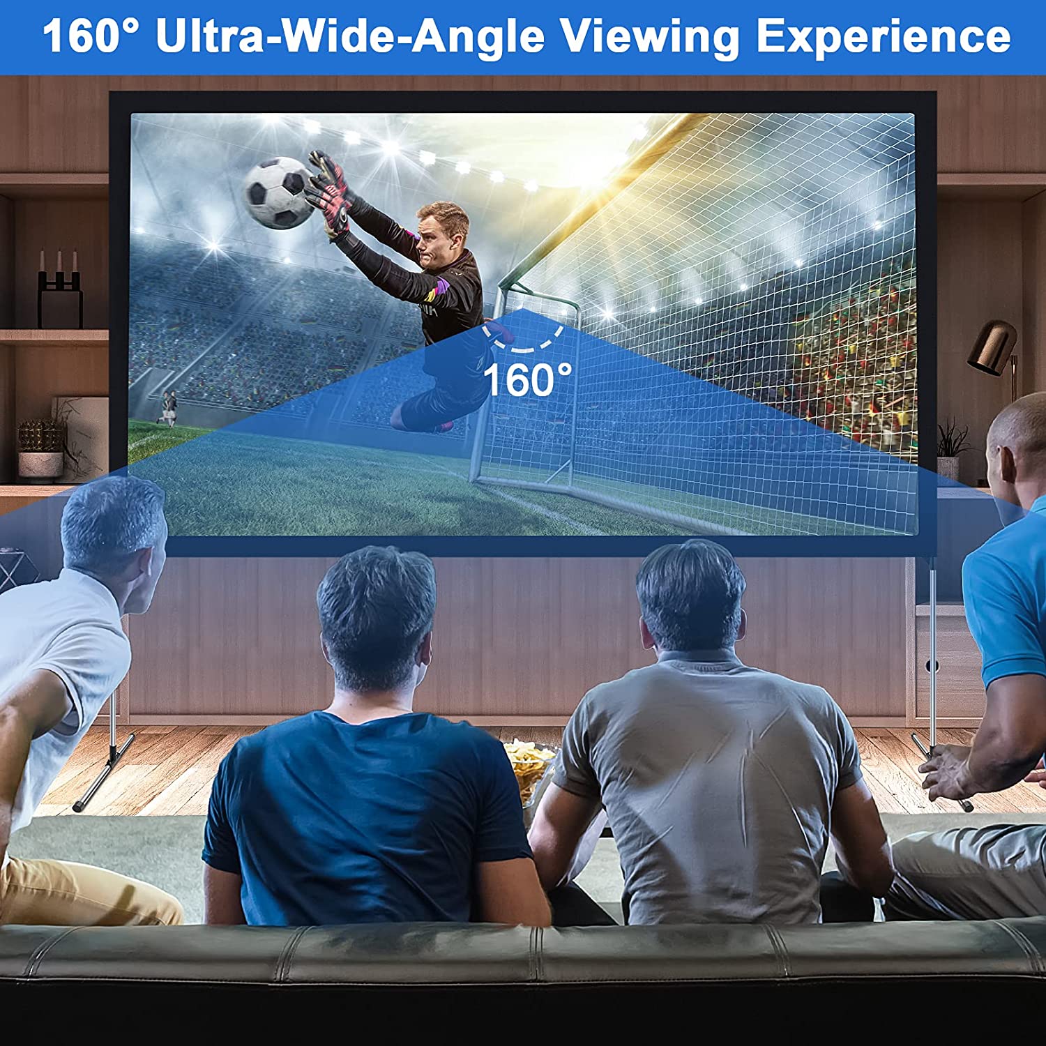 LiteBee Projector Screen Foldable with Stand 100 Inch Movie Screens HD 4K