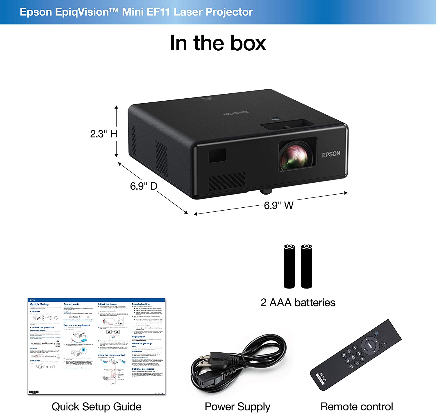 Epson EpiqVision Mini EF11 Laser Projector 3LCD Portable Full HD 1080p