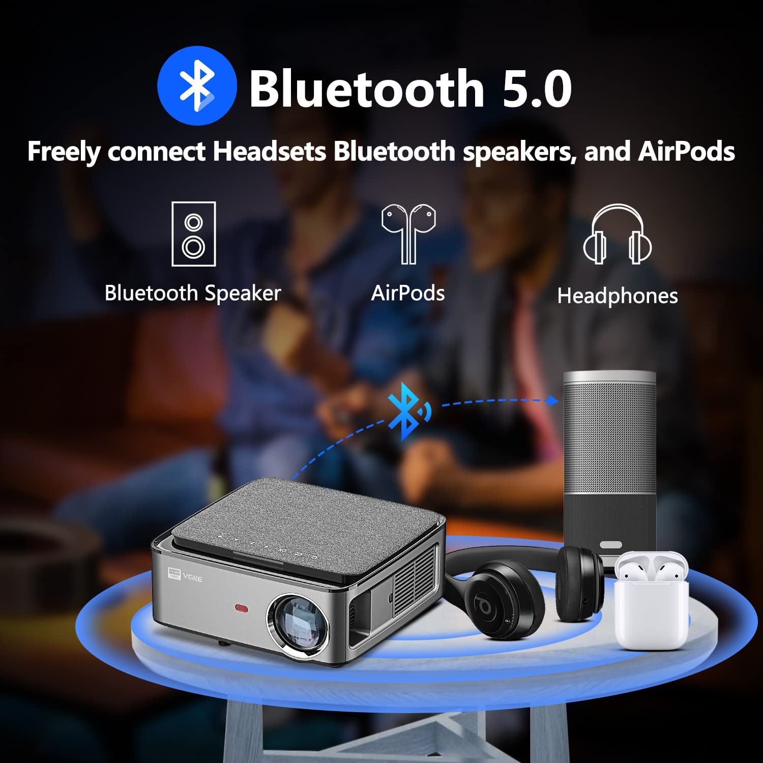 VGKE 1080P WiFi Projector 9000L, LCD HD Home Theater