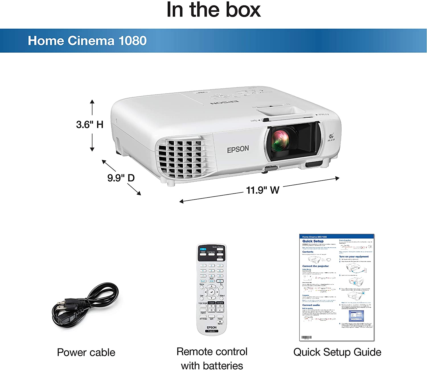 Epson Home Cinema 3-chip 3LCD 1080p Projector, 3400 lumens